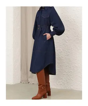 Zimmermann Asymmetrical Hem Denim Cargo Midi Dress