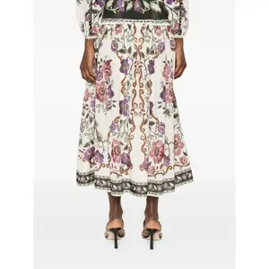 Farm Rio Floral Print Midi Skirt