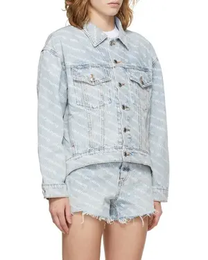 Alexander Wang Allover Logo Denim Jacket - Light Blue