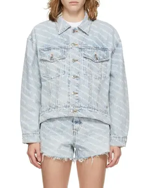 Alexander Wang Allover Logo Denim Jacket - Light Blue
