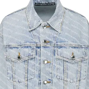 Alexander Wang Allover Logo Denim Jacket - Light Blue