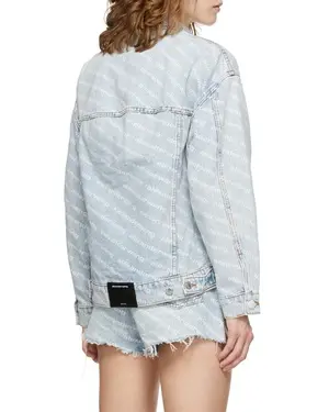 Alexander Wang Allover Logo Denim Jacket - Light Blue