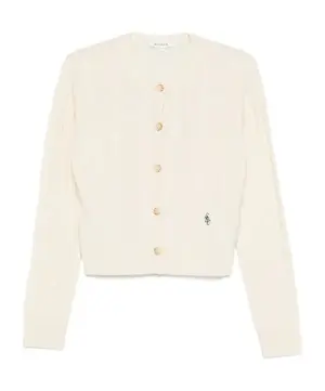 SPORTY  RICH Sporty & Rich Logo Detailed Knitted Cardigan