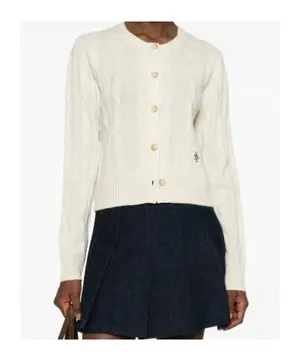 SPORTY  RICH Sporty & Rich Logo Detailed Knitted Cardigan