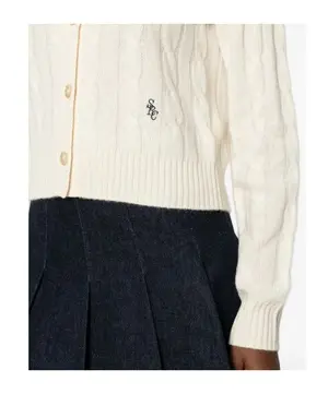 SPORTY  RICH Sporty & Rich Logo Detailed Knitted Cardigan