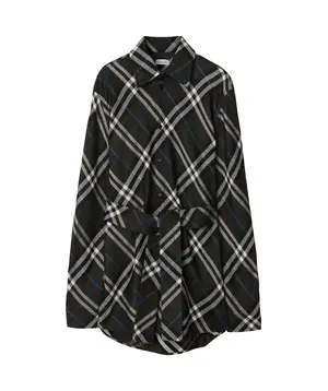 Burberry Check Pattern Buttoned Belted Shirt