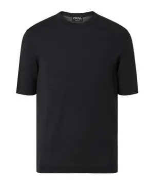Zegna Fine Knit Crew Neck T-shirt - Black