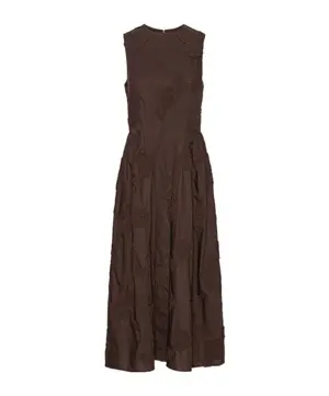 ROTATE BY BIRGER CHRISTENSEN Flower Detail Midi Dress - Dark Brown