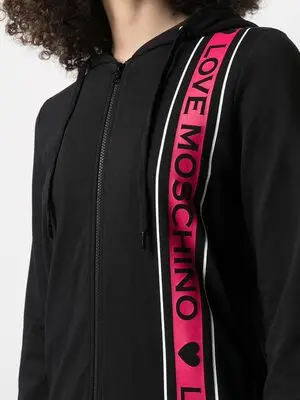 Moschino Printed Zip-up Hoodie - Black