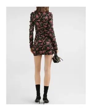 Dolce & Gabbana Small Rose Bouquets-printed Mini Satin Dress - Multi-color