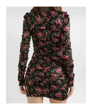 Dolce & Gabbana Small Rose Bouquets-printed Mini Satin Dress - Multi-color