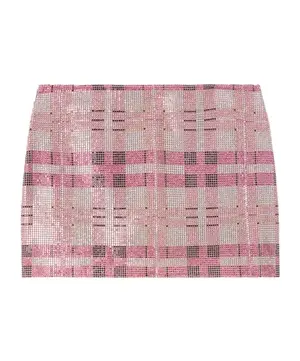 SELF-PORTRAIT Crystal-embellished Plaid Mini Skirt