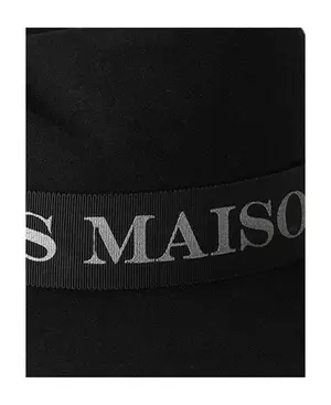 MAISON MICHEL Virginie Fedora Hat With Logo Trim - Black