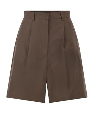 Max Mara Weekend Max Mara Decuba Pleated Bermuda Shorts Chocolate