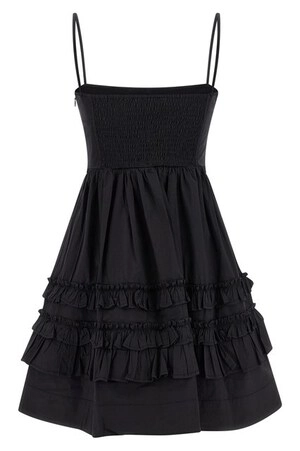 GANNI Mini Ruffle Dress - Black