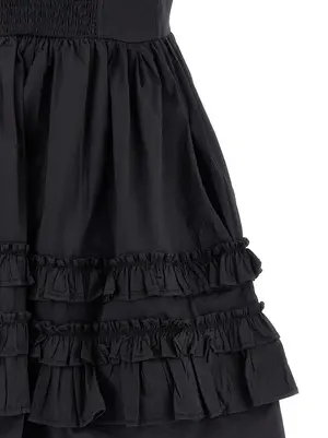 GANNI Mini Ruffle Dress - Black