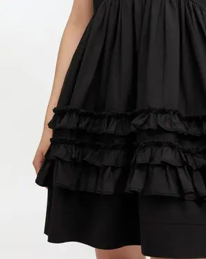 GANNI Mini Ruffle Dress - Black