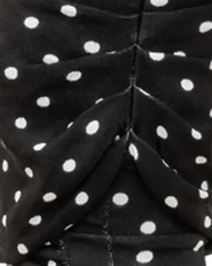 SELF-PORTRAIT Polka Dot Asymmetrical Neckline Ruched Mini Dress