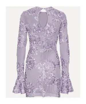 ROTATE BY BIRGER CHRISTENSEN Floral Appliqué Mesh Mini Dress - No