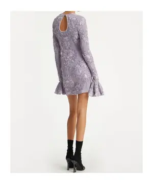 ROTATE BY BIRGER CHRISTENSEN Floral Appliqué Mesh Mini Dress - No
