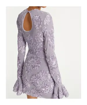 ROTATE BY BIRGER CHRISTENSEN Floral Appliqué Mesh Mini Dress - No