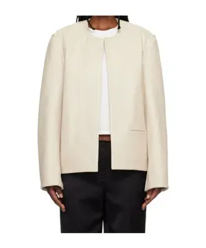 TOTEME Cream Patchwork Collarless Jacket
