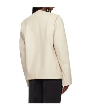 TOTEME Cream Patchwork Collarless Jacket