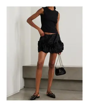 SHUSHU/TONG Floral Appliqué Midi Skirt