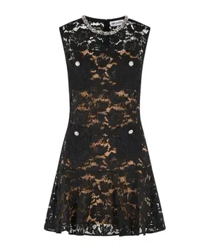 SELF-PORTRAIT Embellished-trim Lace Mini Dress