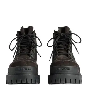 Balenciaga Low Combat Lace-up Boots - Brown/black