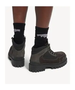 Balenciaga Low Combat Lace-up Boots - Brown/black
