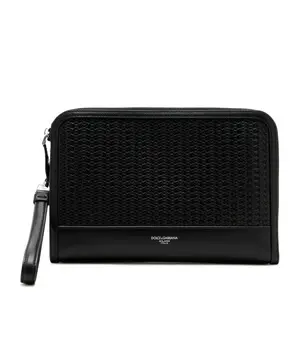 Dolce & Gabbana Woven Panel Wristlet Bag - Black
