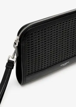 Dolce & Gabbana Woven Panel Wristlet Bag - Black