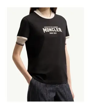Moncler Logo Printed Crewneck T-shirt - Black