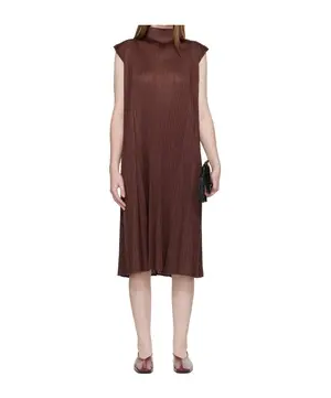 PLEATS PLEASE BY ISSEY MIYAKE Pleated Midi Dress - Red