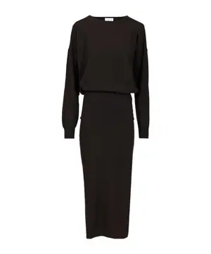 P.a.r.o.s.h Boatneck Midi Dress - Brown
