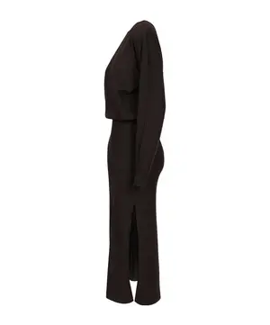 P.a.r.o.s.h Boatneck Midi Dress - Brown