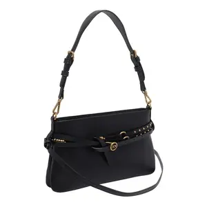 Pinko Strap Detailed Shoulder Bag - Black