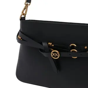 Pinko Strap Detailed Shoulder Bag - Black