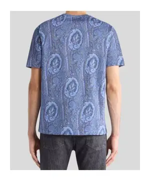 Etro Floral Paisley Motif Crewneck T-shirt - Light Blue