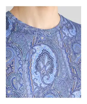 Etro Floral Paisley Motif Crewneck T-shirt - Light Blue