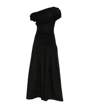 SELF-PORTRAIT Draped One-shoulder Midi Dress