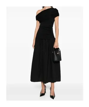 SELF-PORTRAIT Draped One-shoulder Midi Dress