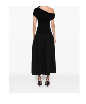 SELF-PORTRAIT Draped One-shoulder Midi Dress