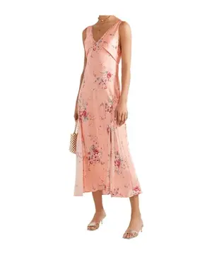 LoveShackFancy Kendall Ruffled Floral-print Silk-satin Maxi Dress