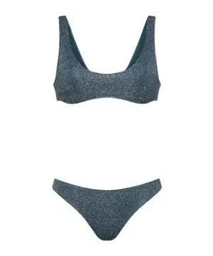 Oseree Oseree Shimmer Bikini Set With Wide Shoulder Straps And Elastic Waistband Blue