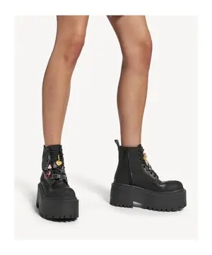 Balenciaga Strike Charm Platform Boots - Black