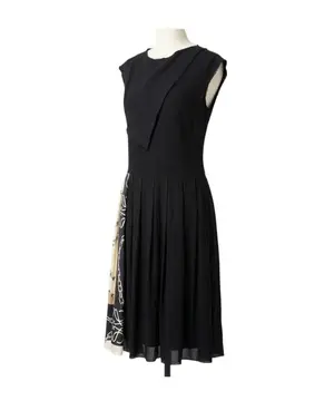 Loewe Asymmetrical Midi Dress With Pleated Skirt And Chain Print Panel