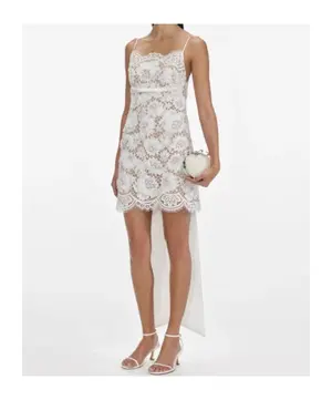 SELF-PORTRAIT Lace Scalloped-hem Bow Dress