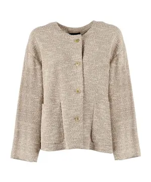 Emporio Armani Textured Buttoned Blazer - Beige